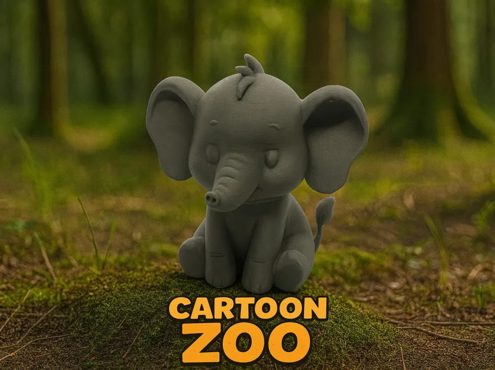Cute Cartoon Elephant - Cartoon Zoo - Free 3D Print Model - MakerWorld