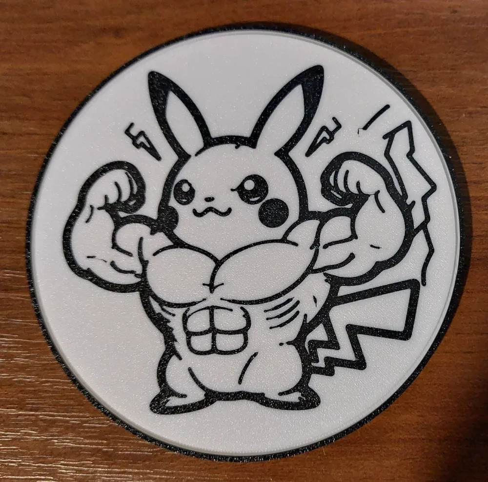 Pikachu bodybuilder coaster by CustomCreations - MakerWorld
