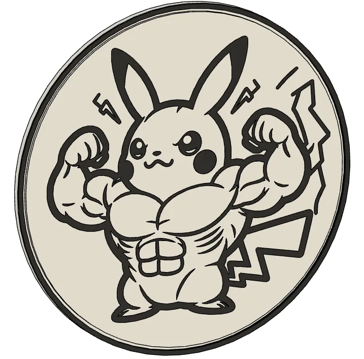 Pikachu bodybuilder coaster by CustomCreations - MakerWorld