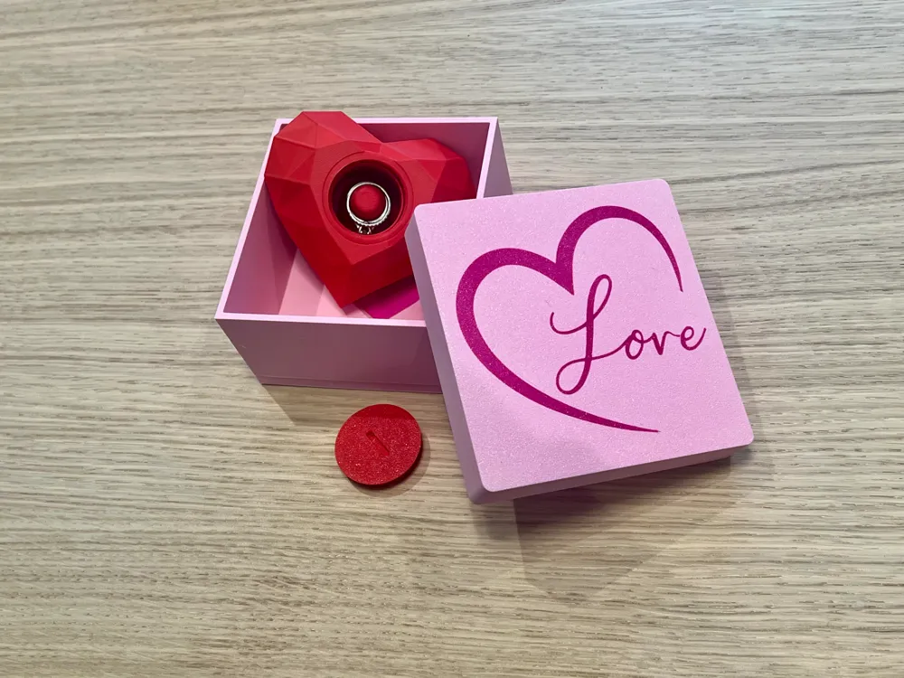 Valentine Day Diamond Heart with Box + Ring insert by DCprint - MakerWorld