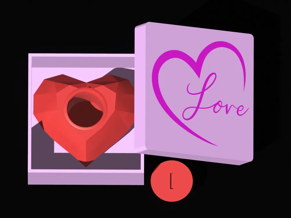 Valentine Day Diamond Heart with Box + Ring insert by DCprint - MakerWorld