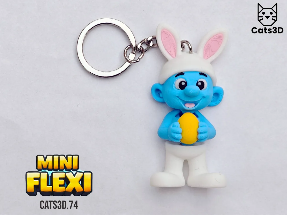 Easter Smurf Mini Flexi Keychain - Free 3D Print Model - MakerWorld