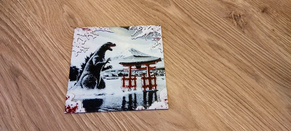 Godzilla against background Mount Fuji in Japan by porlock - MakerWorld