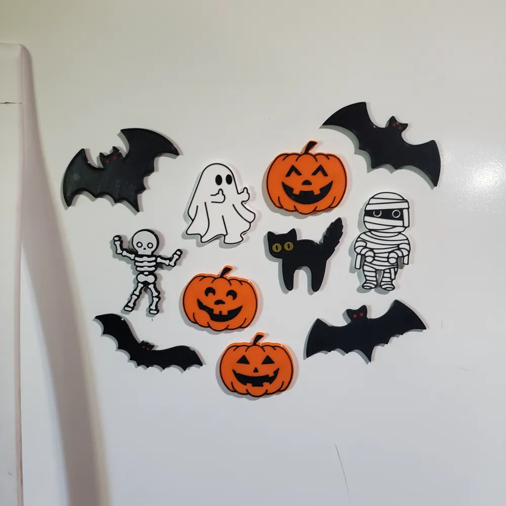 Halloween Fridge Magnets - Pumpkin, Bat, Ghost + by Ziggy - MakerWorld