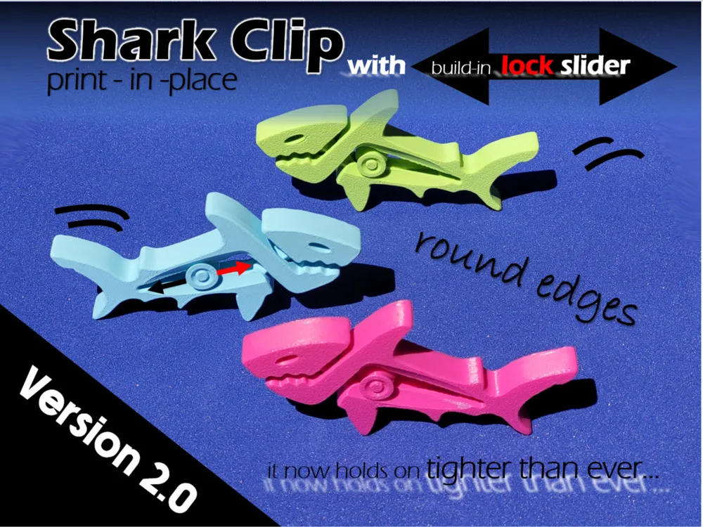 Shark Clip with Lock Slider (Print-in-Place) by H2Jack Concepts ...