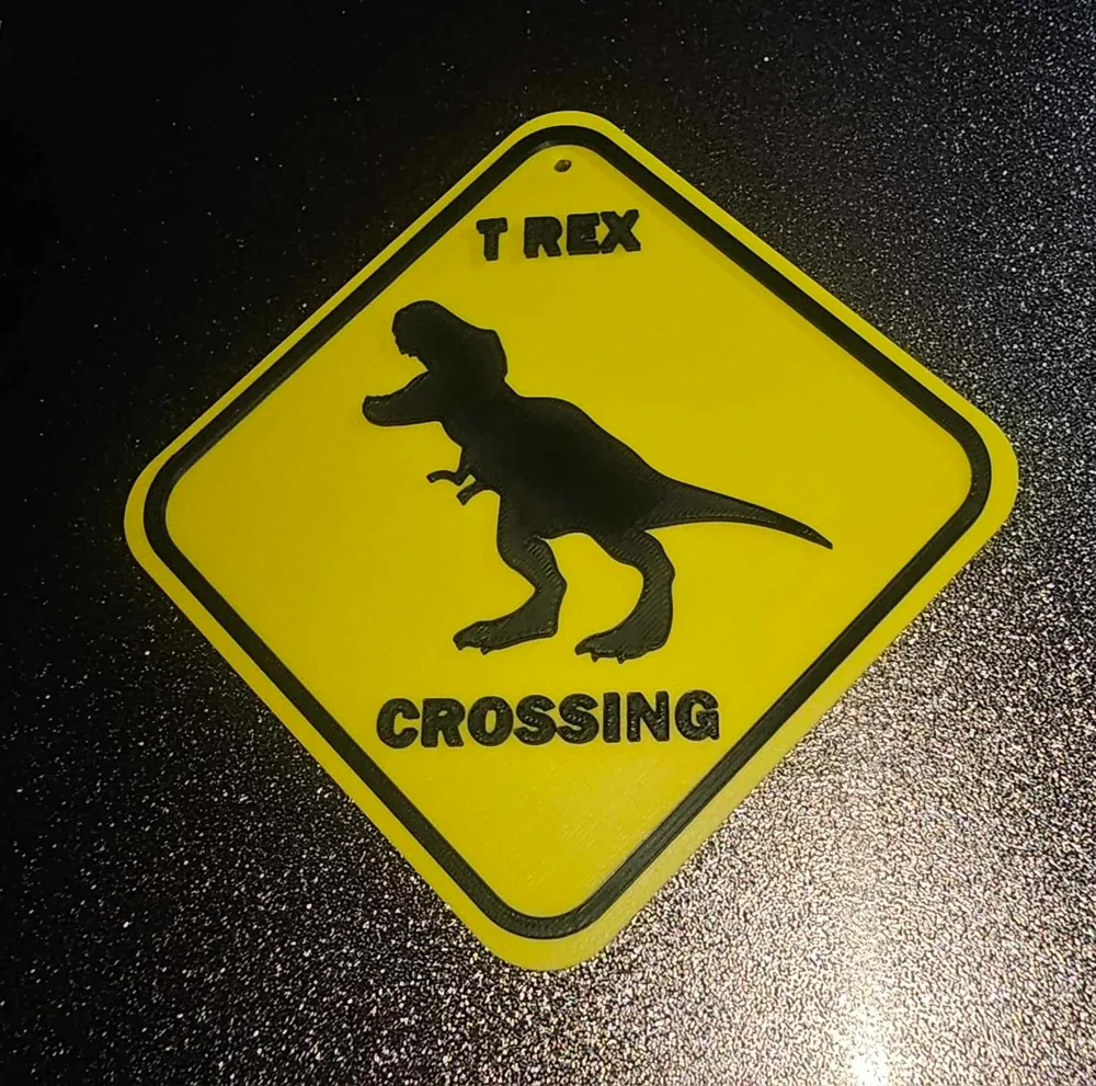 T Rex Crossing Sign by 3dProStudioMakerWorld: Download Free 3D Models