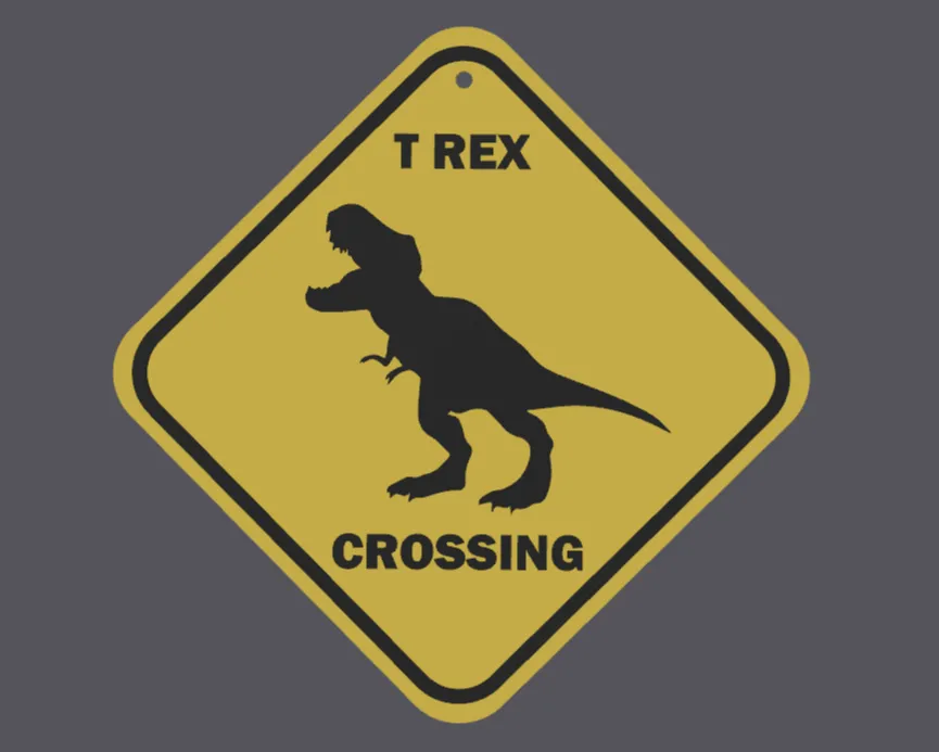 T Rex Crossing Sign by 3dProStudioMakerWorld: Download Free 3D Models