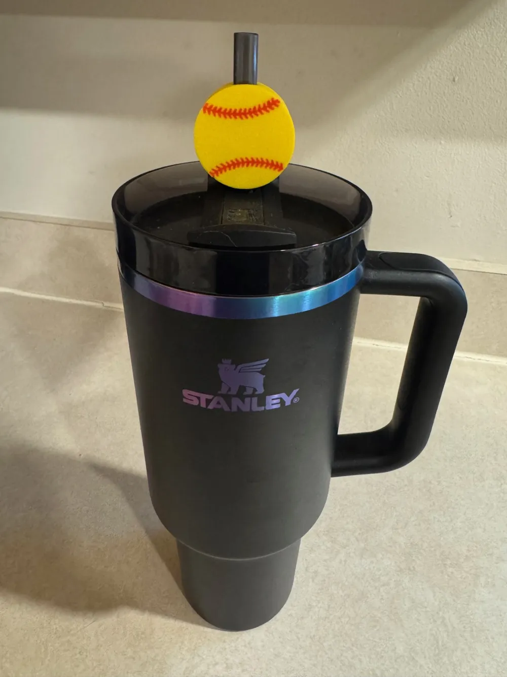 Softball Stanley Cup Straw Topper - Free 3D Print Model - MakerWorld