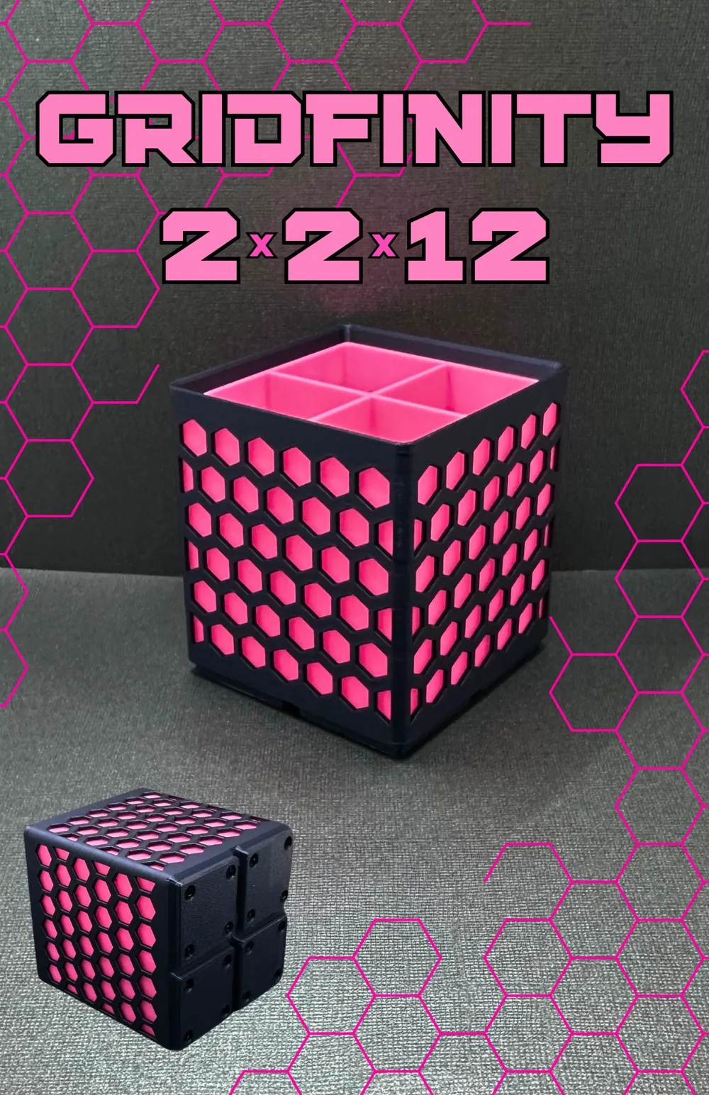 Gridfinity 2x2x12 hex (optional insert) by PiNK_3DP - MakerWorld
