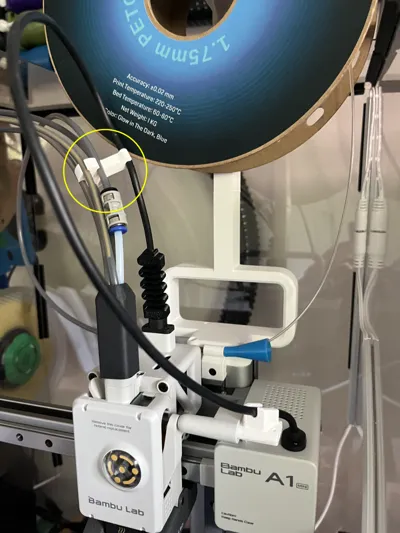 A1 Mini AMS Lite PTFE Bowden Tube Clip with distancer for power cable ...