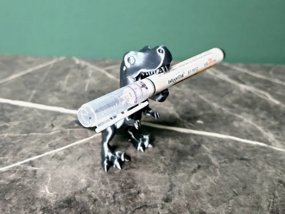 Dinosaur T-Rex Pen Holder - Free 3D Print Model - MakerWorld