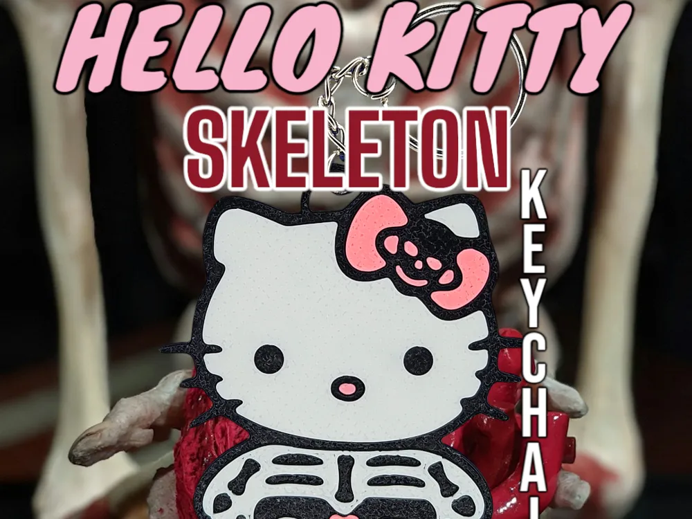 Hello Kitty Skeleton Keychain by NoProblem - MakerWorld