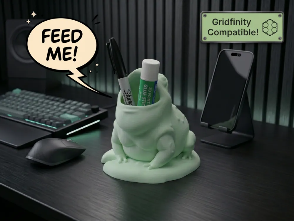 Kawaii Chonky Frog - Gridfinity Desktop Bin - Free 3D Print Model ...