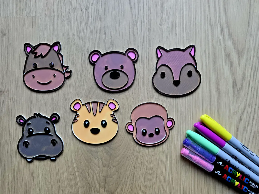 Cute Kawaii Animal Head DIY Color Fun Craft Pack by Merilno3D ...