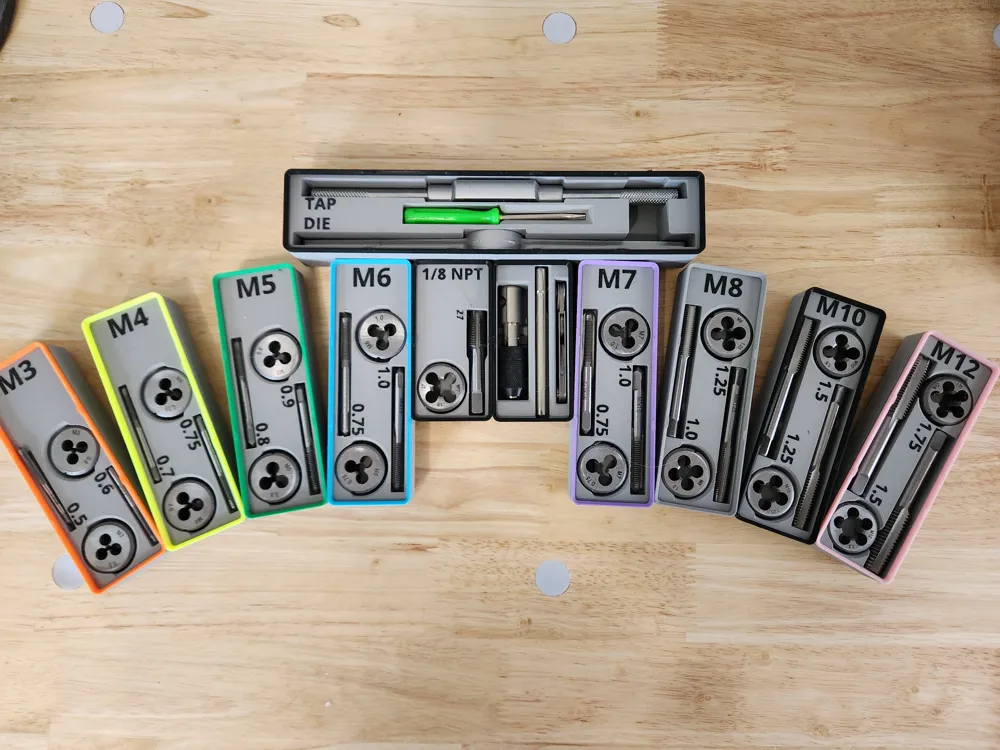 Gridfinity Tap and Die Bins, Parametric by Cullen J Webb MakerWorld ...