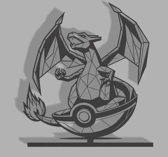 Low Poly Geometric Charizard - Pokemon ball V.1 by 3DPrintWolf - MakerWorld