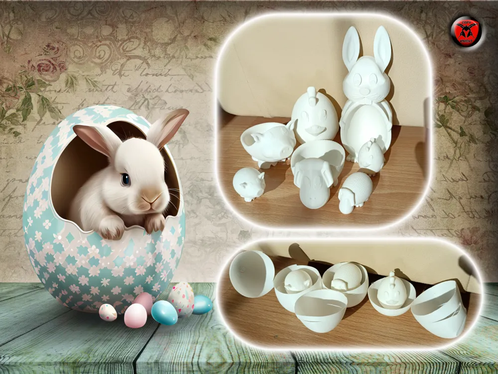 sheep, pig or chick in crackable surprise egg by CopyKnight - MakerWorld