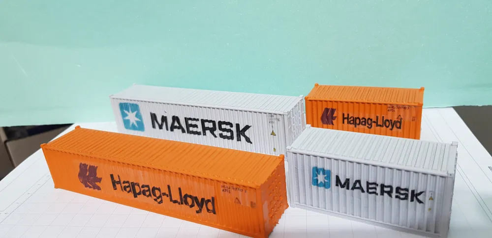 Containers-20ft-40ft H0 - Free 3D Print Model - MakerWorld