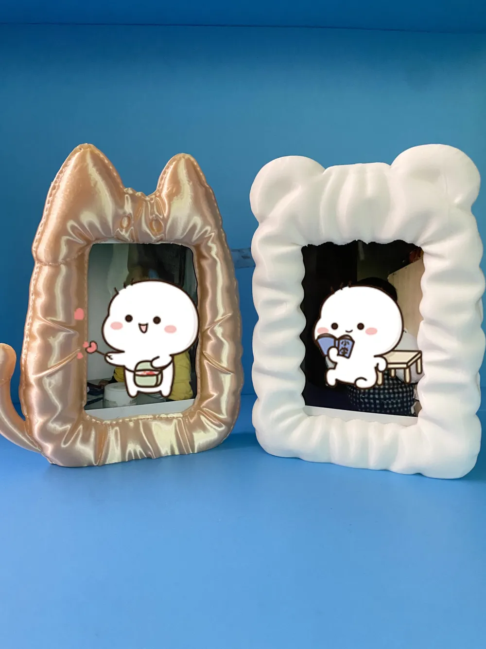 Cute Cat + Little Bear PLA Silk Soft Puffy Texture Photo Frame (Instax ...