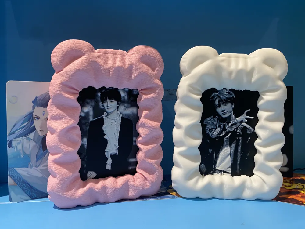 Cute Cat + Little Bear PLA Silk Soft Puffy Texture Photo Frame (Instax ...