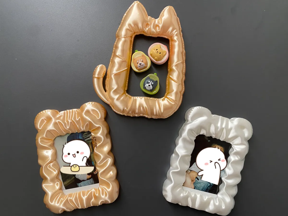 Cute Cat + Little Bear PLA Silk Soft Puffy Texture Photo Frame (Instax ...