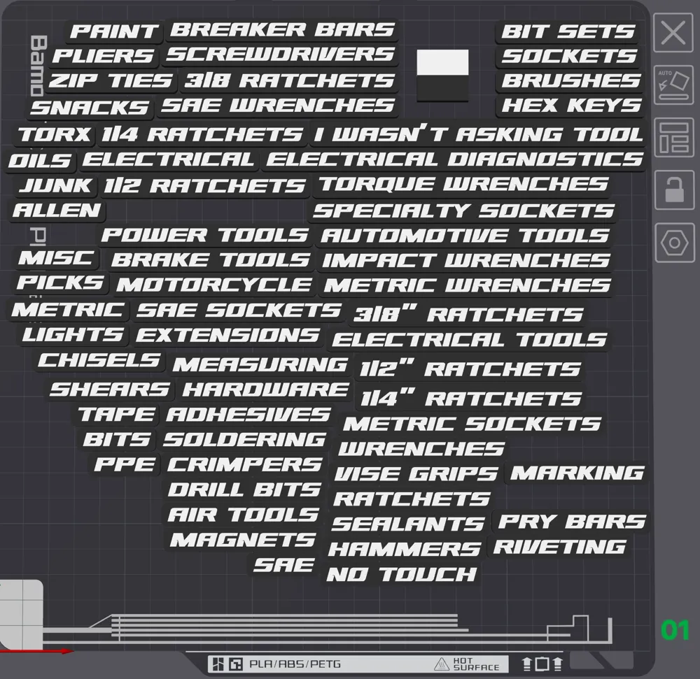 Parametric Toolbox Magnetic Label Maker (US Gen) - Free 3D Print Model ...