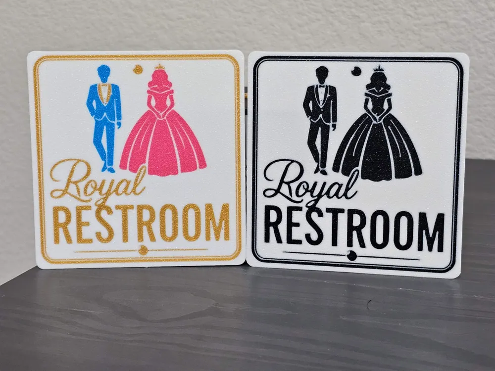 Sign : Royal Restroom - Two or Four Colors by Dj3d - MakerWorld