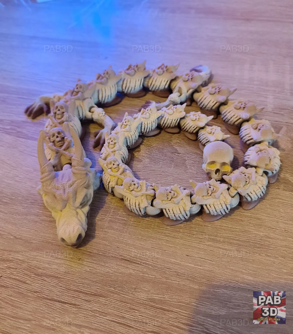 Articulated Flexi dragon skull & bone - Free 3D Print Model - MakerWorld