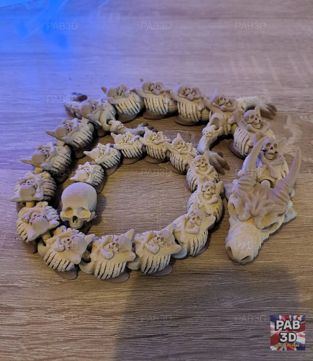Articulated Flexi dragon skull & bone - Free 3D Print Model - MakerWorld