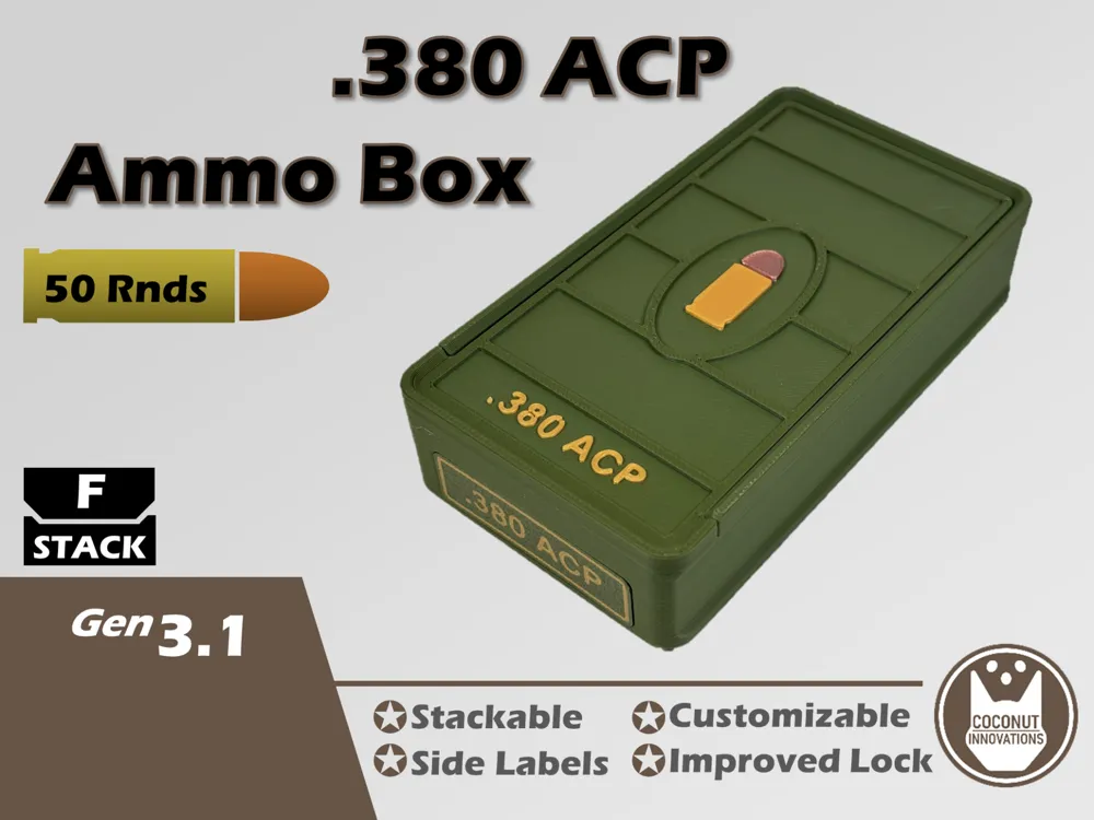 Ammo Storage Box .380 ACP 50 Rounds - Free 3D Print Model - MakerWorld