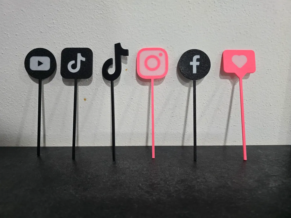 Facebook, Instagram, TikTok, YouTube - Cake Topper by 3Devil - MakerWorld