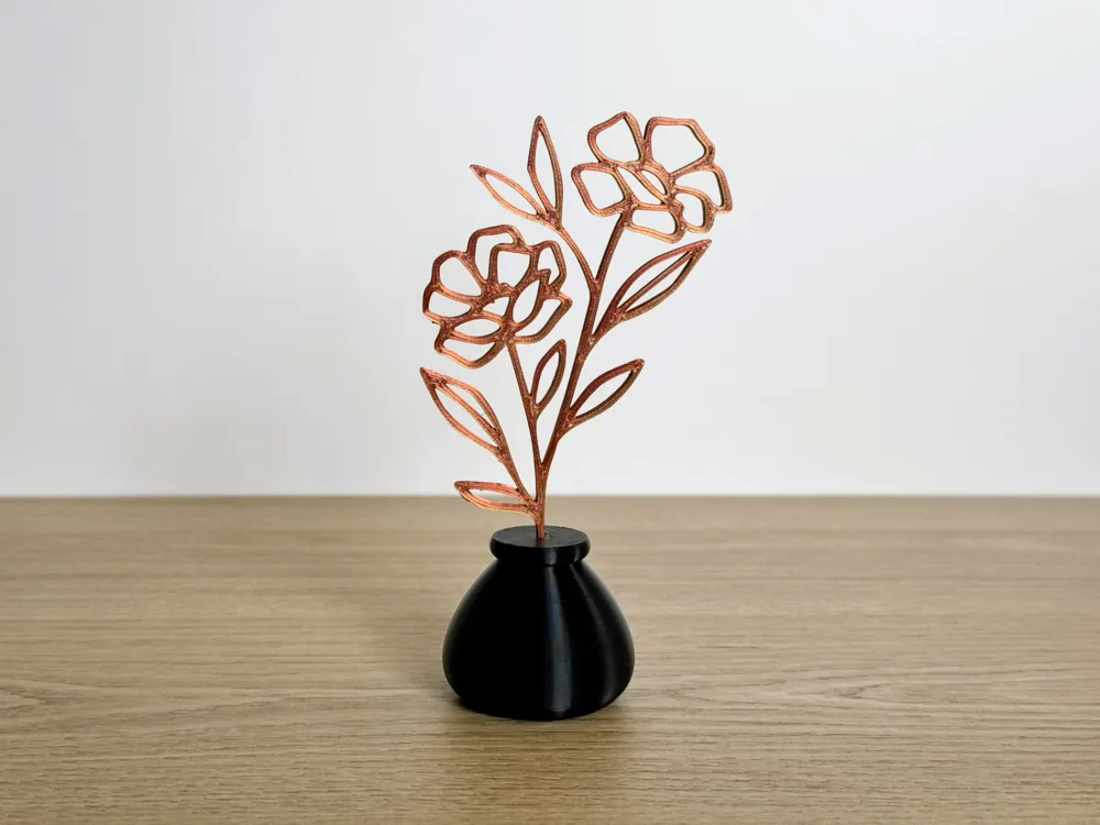 Mini vase with flower - Free 3D Print Model - MakerWorld