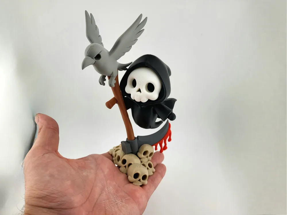 Grim Reaper with Raven and Skulls Halloween NO AMS - Free 3D Print ...