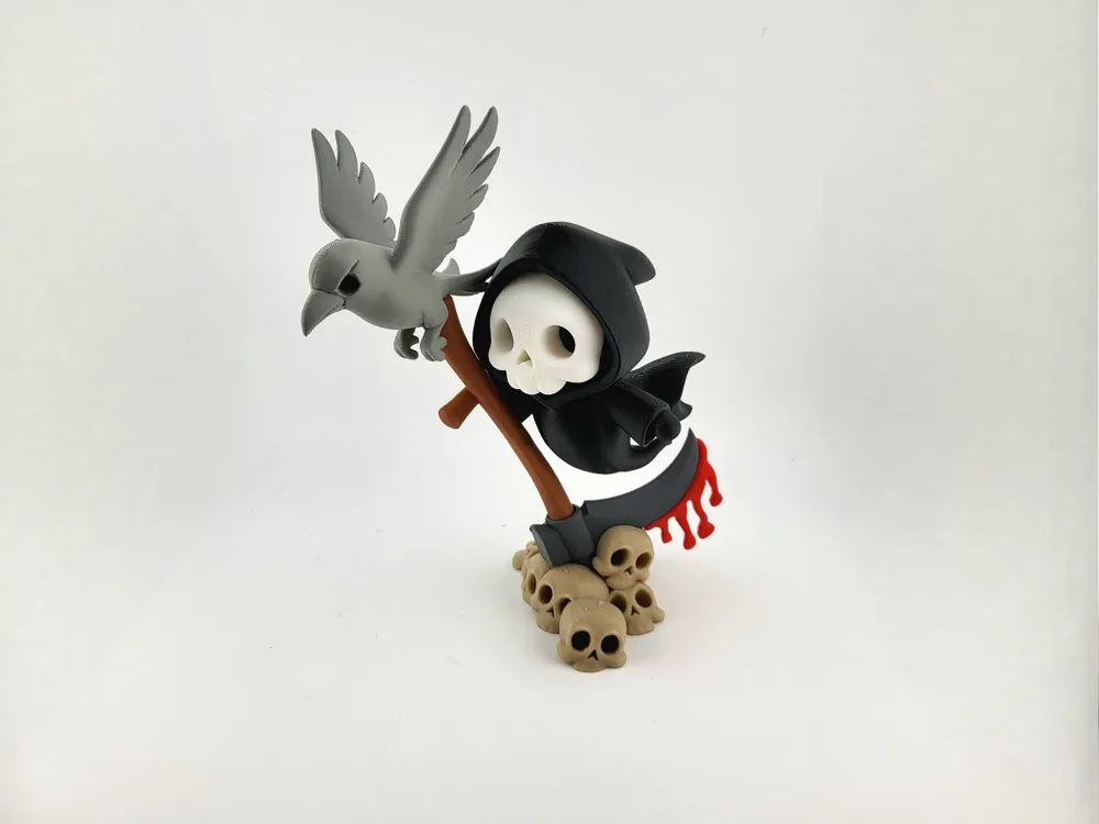 Grim Reaper with Raven and Skulls Halloween NO AMS - Free 3D Print ...