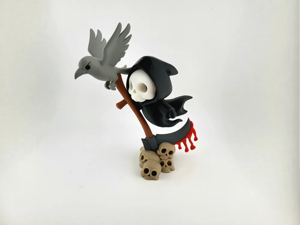 Grim Reaper with Raven and Skulls Halloween NO AMS - Free 3D Print ...