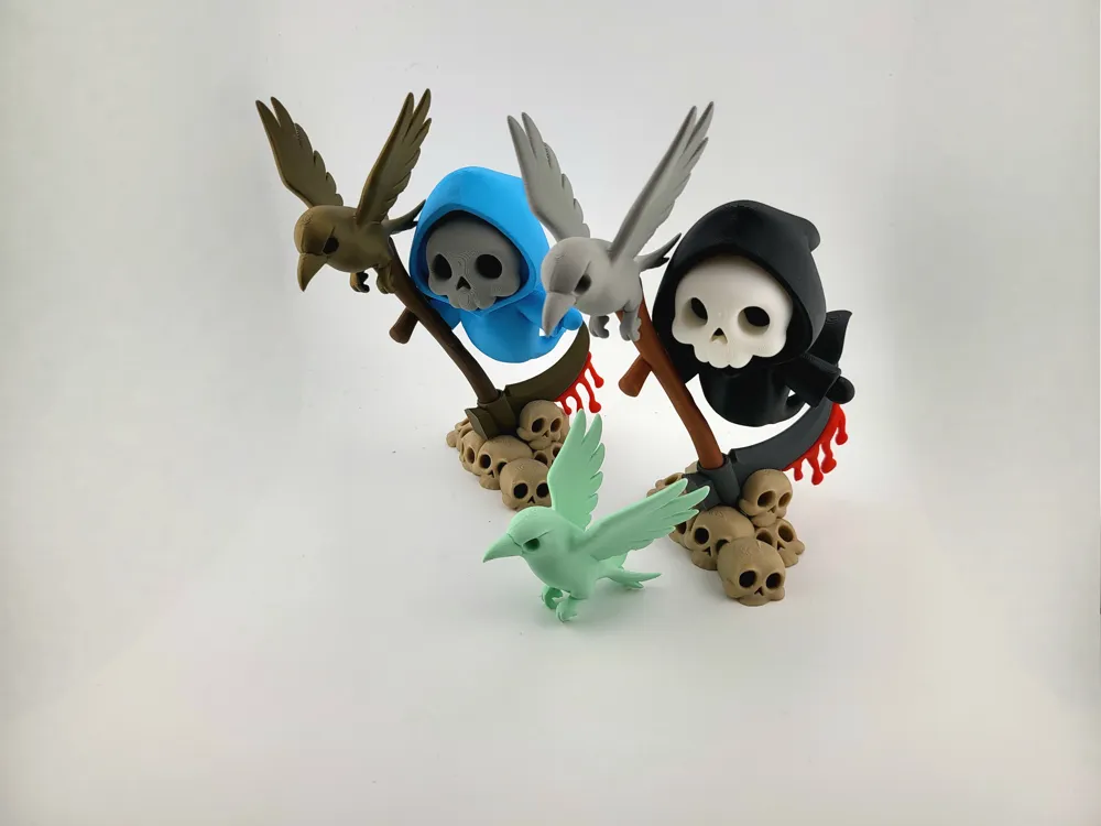 Grim Reaper with Raven and Skulls Halloween NO AMS - Free 3D Print ...