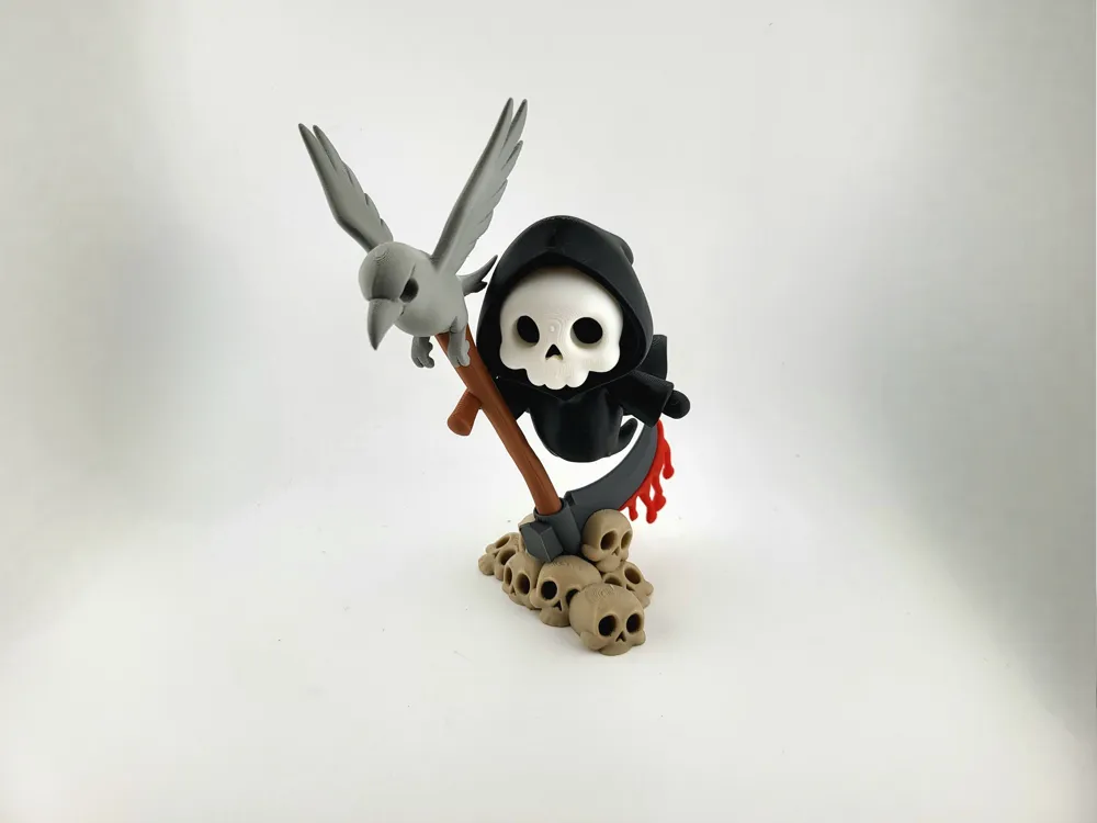 Grim Reaper with Raven and Skulls Halloween NO AMS - Free 3D Print ...