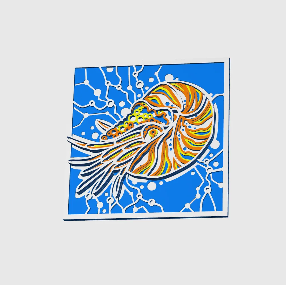 Nautilus Framed 3D Layer Wall Art by Poke PrintingMakerWorld: Download ...