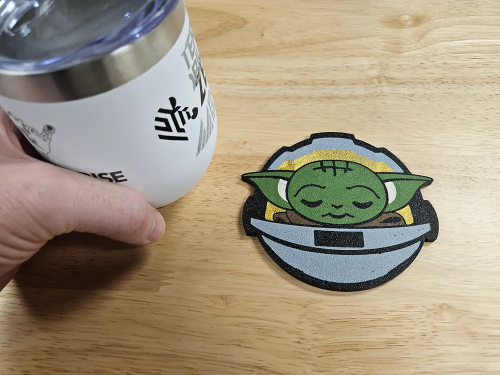 Grogu Baby Yoda from Mandalorian Star Wars Drink Coaster (Disney Emoji ...