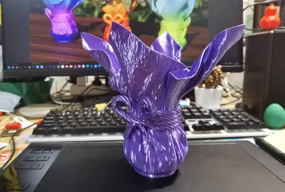 Paper-textured braided rope bow bouquet vase - Free 3D Print Model ...