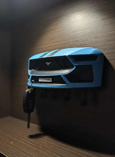 Mustang Key Holder with 5 Hooks. - Free 3D Print Model - MakerWorld