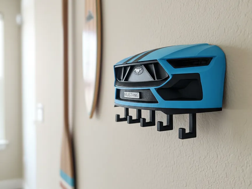 Mustang Key Holder with 5 Hooks. - Free 3D Print Model - MakerWorld