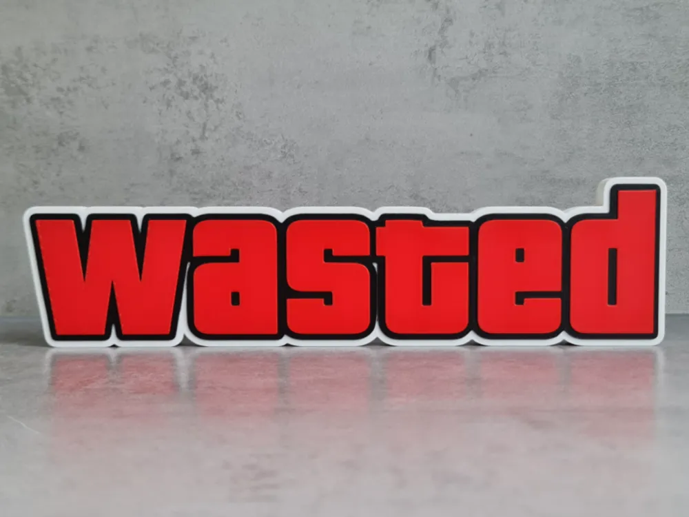 GTA Wasted Logo / Sign - Free 3D Print Model - MakerWorld