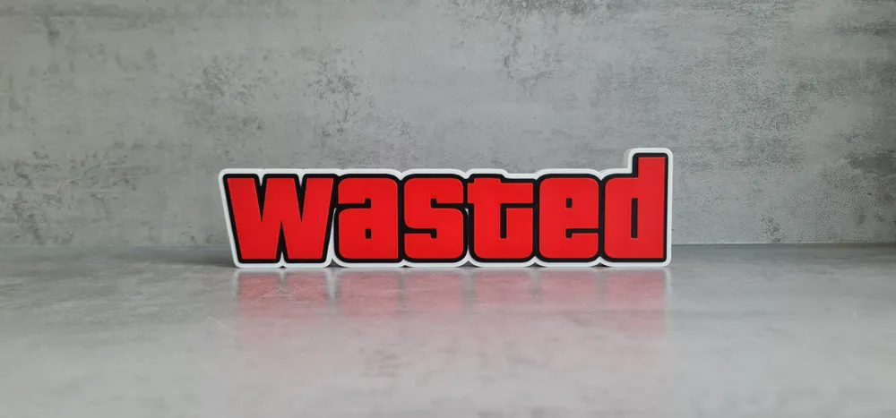 GTA Wasted Logo / Sign - Free 3D Print Model - MakerWorld