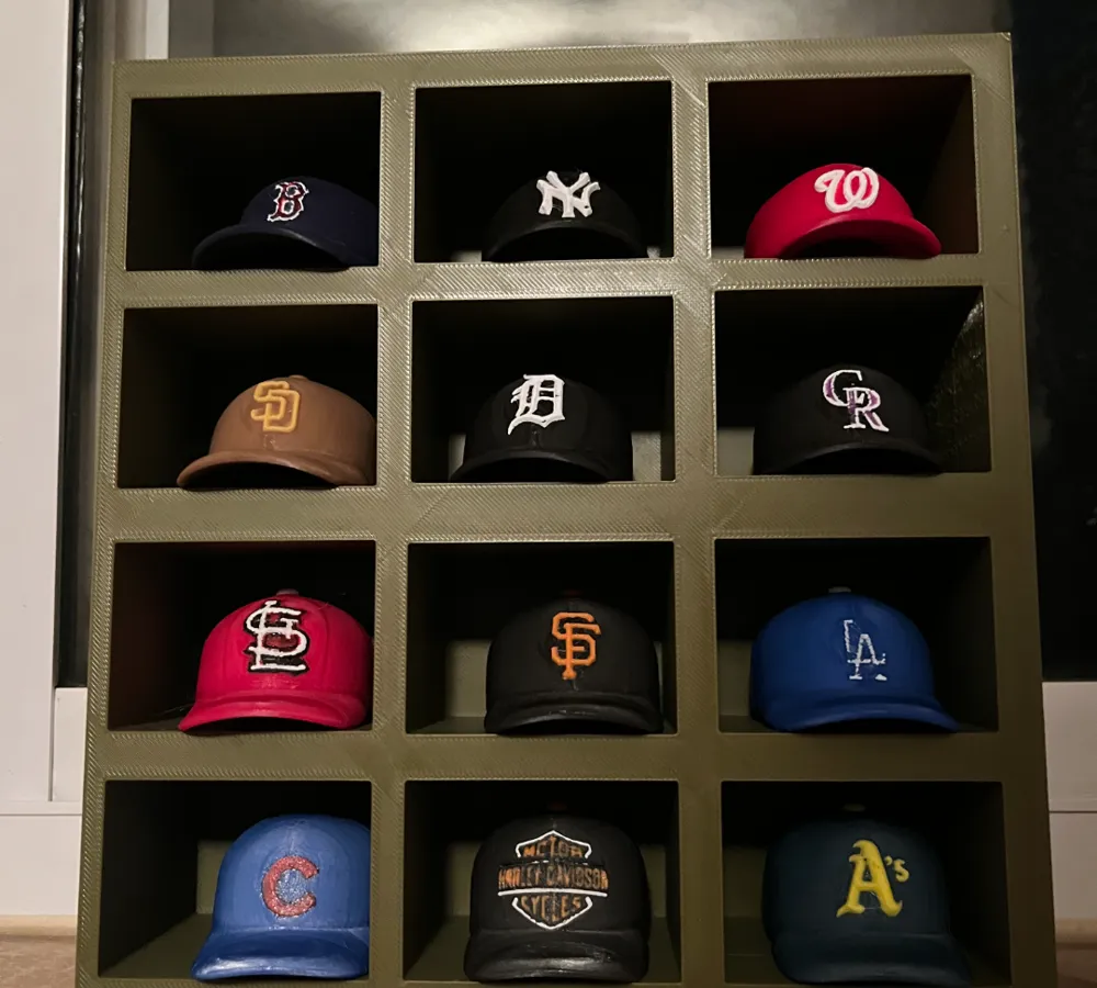 Miniature baseball cap shelf by fnapier68 - MakerWorld