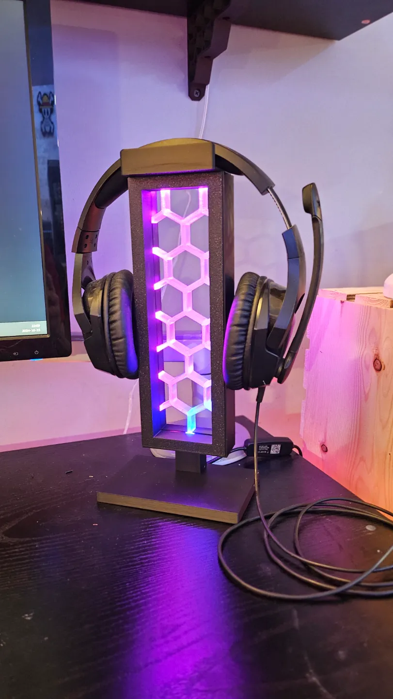 Headphone holder with optical honeycomb pattern by Tommy Gun - MakerWorld