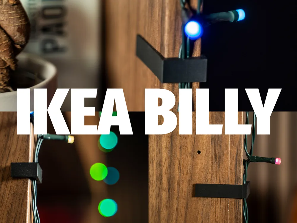 IKEA Billy Shelf Christmas Fairy Light Clip/Holder - Free 3D Print ...