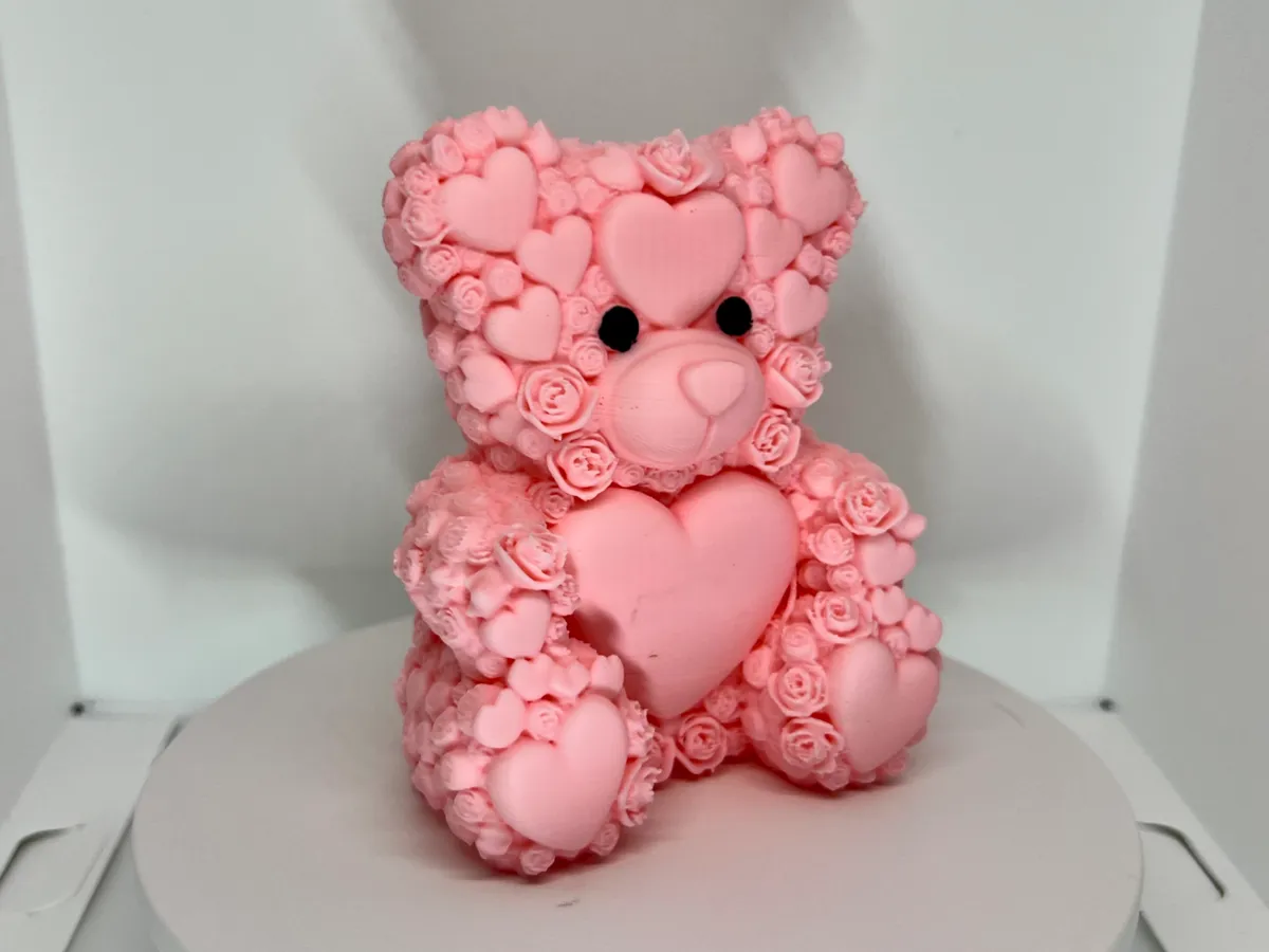 Valentines Bear made of Hearts and Flowers - Free 3D Print Model ...