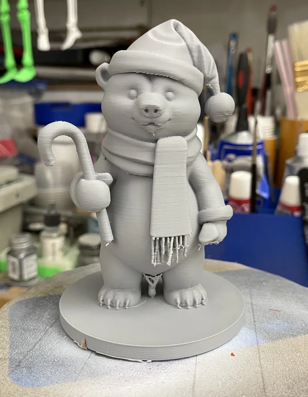 Christmas polar bear with candy cane - Free 3D Print Model - MakerWorld