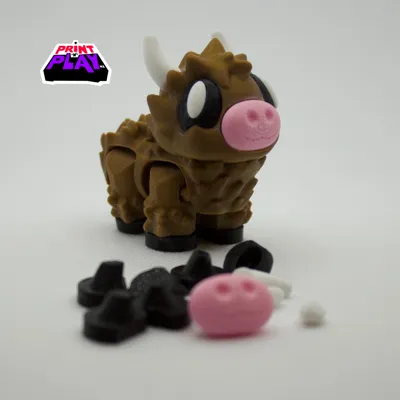 Flexi Highland Cow ( Print In Parts ) - Free 3D Print Model - MakerWorld